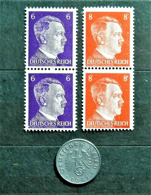 WW2 GERMAN COIN 1941 A and 4 stamps Hitler Swastika Third Reich Genuine ...