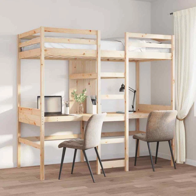 LOFT BED FRAME without Mattress 90x190cm Solid Wood Pine vidaXL £373.73 ...