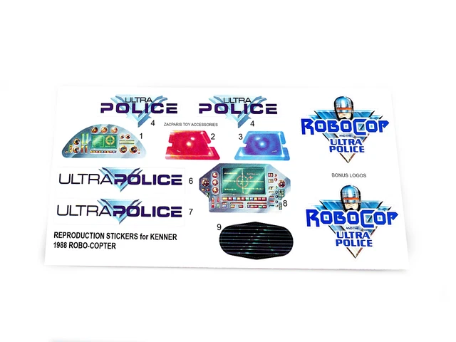 REPLACEMENT STICKERS FOR ROBOCOP ULTRA POLICE ROBO COPTER Kenner $8.00 ...