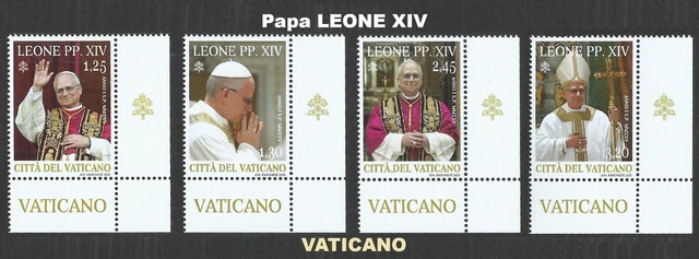 VATICANO 2025 Pontificato Papa LEONE XIV Serie compl. 4 VALORI MNH** Angolo BDx EUR 18,20 ...