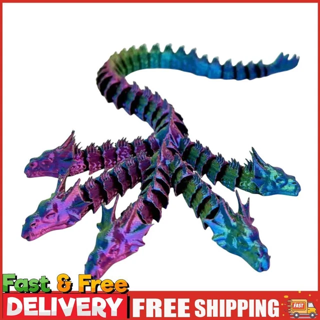 3D PRINTED DRAGON Five Headed Articulated Dragon Fidget Toy (Gradient ...