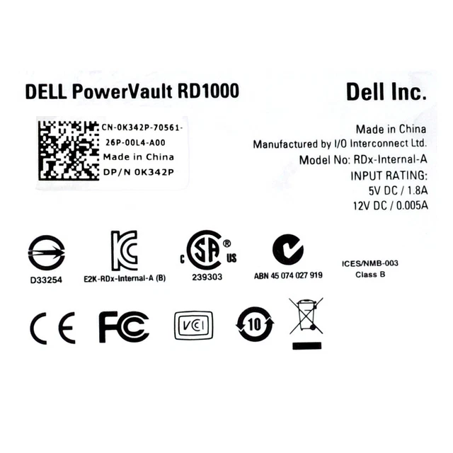 DELL RDX INTERNE A PowerVault RD1000 80Gb 5.25'' 0K342P EUR 200,67 ...