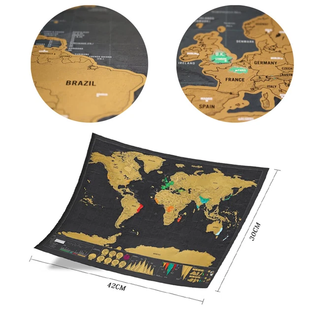 WORLD GIFT NEW Deluxe Map Personalized Large Scratch Off Poster Travel ...