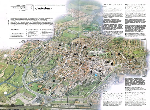 CANTERBURY KENT 1990 Vintage Walking Route & Map #29-30 £2.49 - PicClick UK