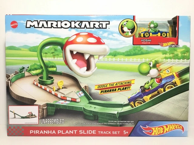 HOT WHEELS CAR Nintendo Mario Kart Yoshi Piranha Plant Slide Toy Track ...