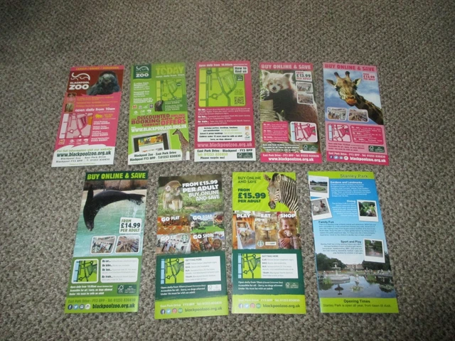 BLACKPOOL ZOO LEAFLETS x 9 2008, 09, 12, 18, 19, 22, & 23 VGC £9.99 ...
