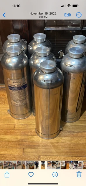 VINTAGE STAINLESS STEEL Fire Extinguisher Soda Acid - Walter Kidde ...