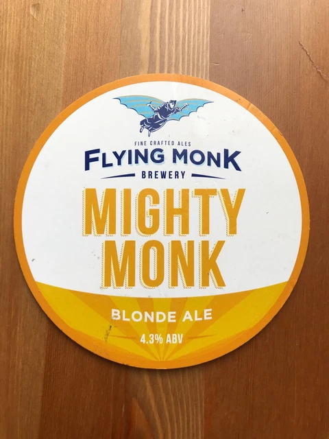 MIGHTY MONK BLONDE Ale Beer Pump Clip Badge Flying Monk Brewery ...