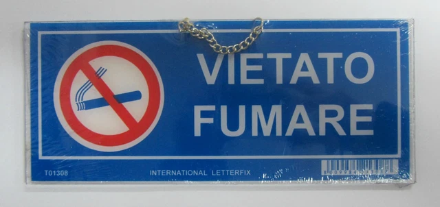 TARGHETTA SEGNALETICA VIETATO fumare in plastica rigida 9,5x23 cm con ... TARGHETTA SEGNALETICA VIETATO fumare in plastica rigida 9,5x23 cm con ...