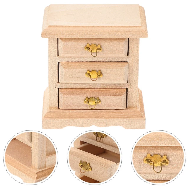 MINIATURE NIGHT TABLE Decor Crafts Bedside Cabinet Model Wooden ...