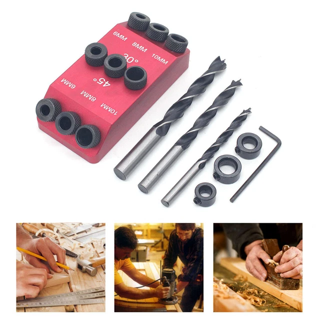 30/45/90 DEGREE POCKET Hole Jig Kits Oblique / Straight Drilling Guide ...