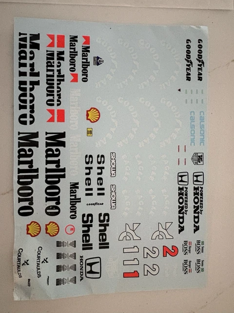 TAMIYA MODEL F1 Decals Stickers senna Berger Marlboro Honda Formula ...
