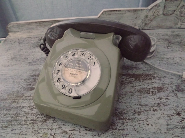 VINTAGE GREY/GREEN GPO 746F 60s-70s Dial/Rotary Phone Converted To New ...