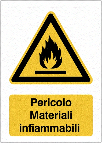 CARTELLO SEGNALETICO ISO - Pericolo Materiali infiammabili - segnale di ...