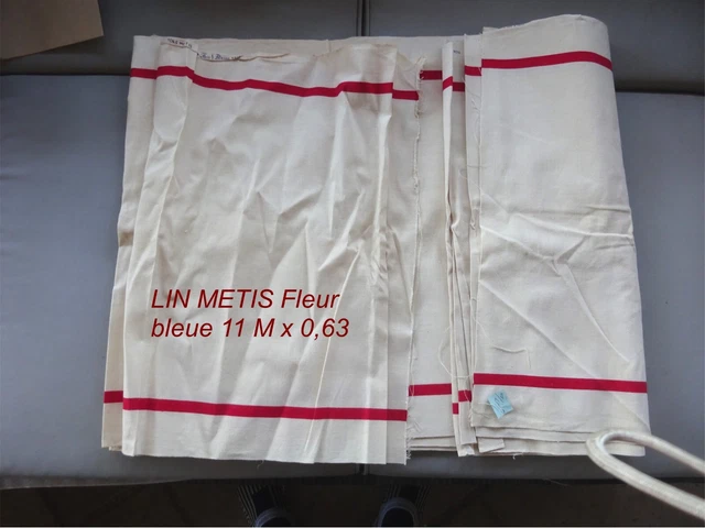 ANCIENNE TOILE EN Lin Double Liteaux Rouge Neuve 11 M X 0,63 EUR 140,00 ...
