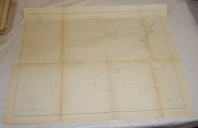 1893 SURVEY MAP of BASE MAP OF THE UNITED STATES/US Coast & Geodetic ...