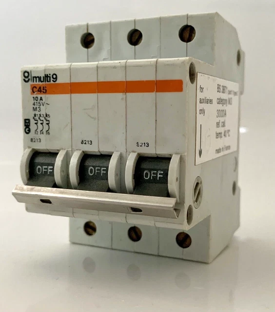 MERLIN GERIN MULTI 9 C45 10A Type 2 3 Pole MCB £9.99 - PicClick UK