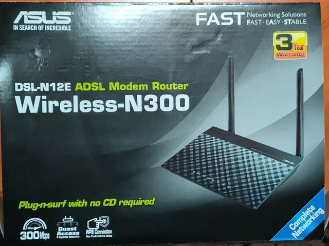ASUS ADSL2+ WI-FI MODEM ROUTER DSL-N12E 4 porte LAN FAST EUR 10,00 ...