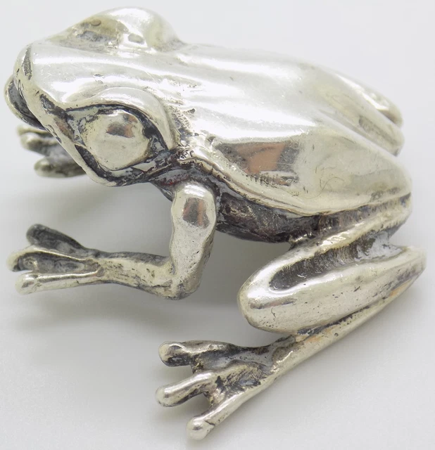 VINTAGE ITALIAN HANDMADE Genuine Silver Real Life Size Frog Solid ...