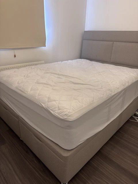 LUXURY KING SIZE Ottoman Bed + Latex Mattress + Linen Headboard ...