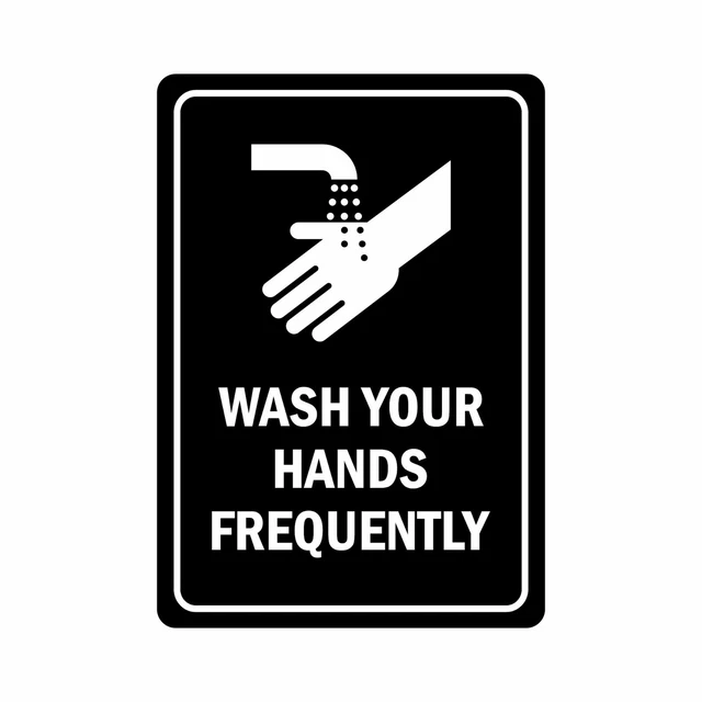 WASH YOUR HANDS Frequently Sign Plaque for Toilets Restrooms Sanitise ...