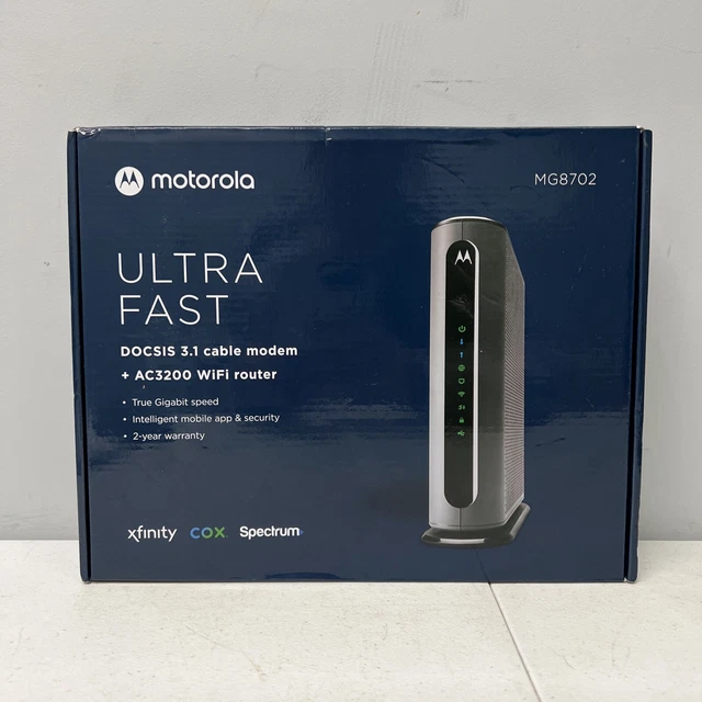 MOTOROLA (MG8702) ULTRA Fast Docsis 3.1 Cable Modem + AC3200 Wi-Fi ...