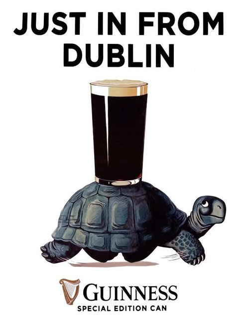 GUINNESS BEER - Just in from Dublin, Turtle NEW METAL SIGN: 9x12" Ships ...