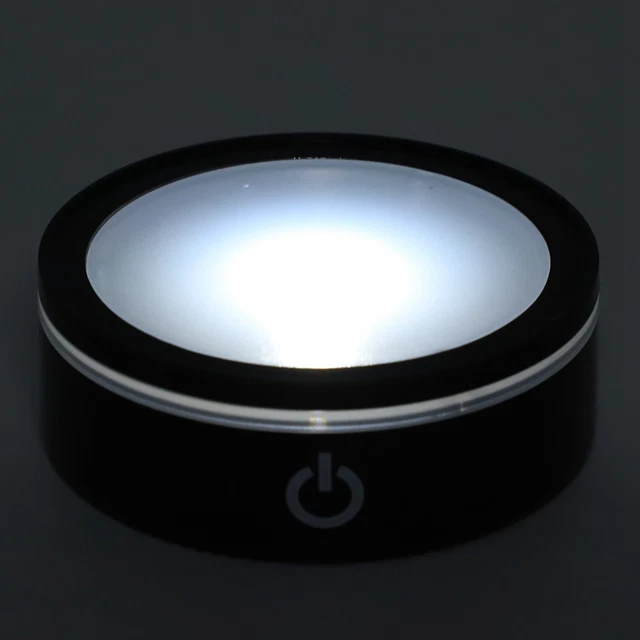 LED BASE CRYSTAL Black Flat Touch Multi Mode Colorful White Light 3D ...