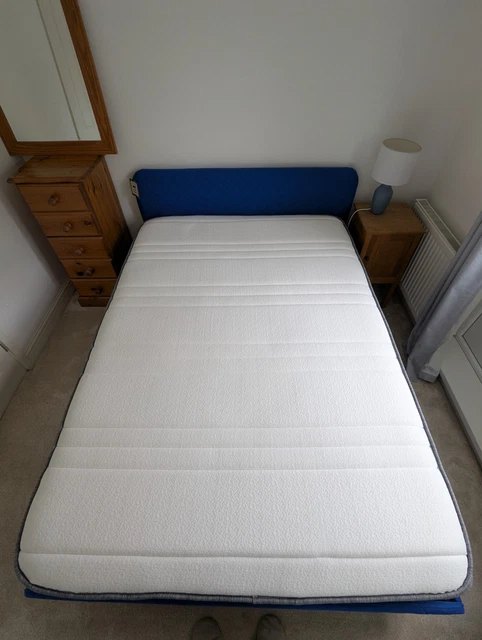 IKEA SLATTUM IN blue - Upholstered Double Bed Frame with Origin ...