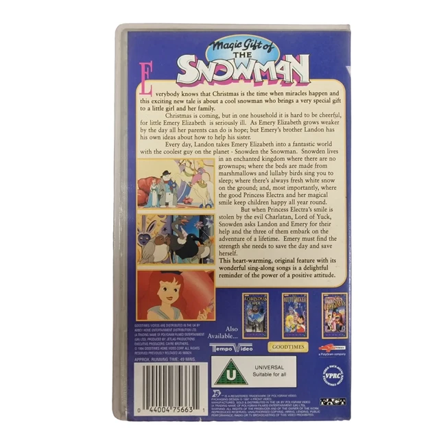 VHS MOVIE MAGIC Gift of the Snowman Animation Video Cassette Tony Ali ...