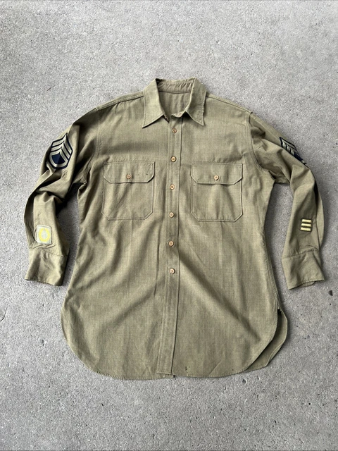 WW2 US ARMY Staff Sergeant Wool OD Enlisted Shirt (BB370 £18.03 ...