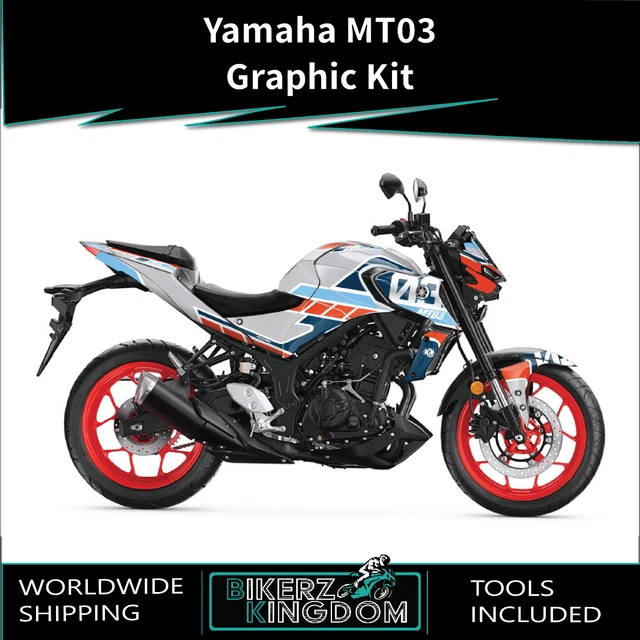 YAMAHA MT03 GRAPHIC Kit 2014-2024 Model Chequered Blue and Grey MT03 ...