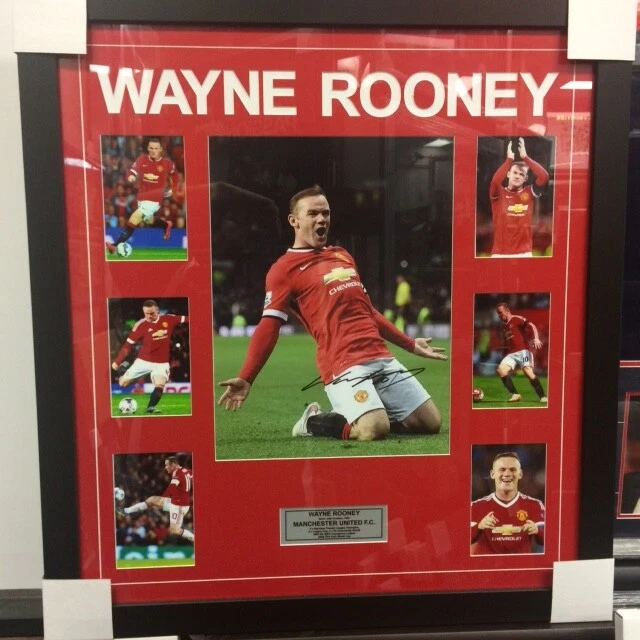 WAYNE ROONEY MANCHESTER United Signed Framed Photo Collage Epl ...
