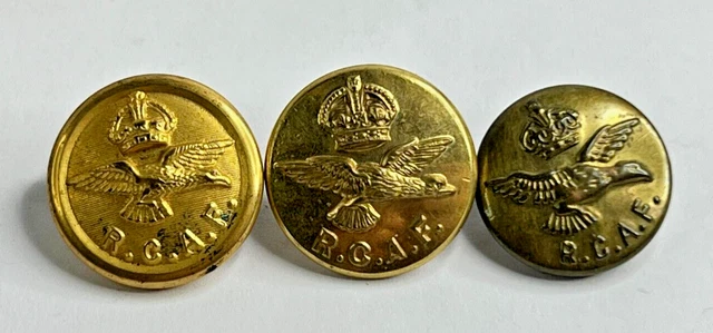 3 WW2 RCAF Royal Canadian Air Force Buttons All different 22 - 25 mm £ ...