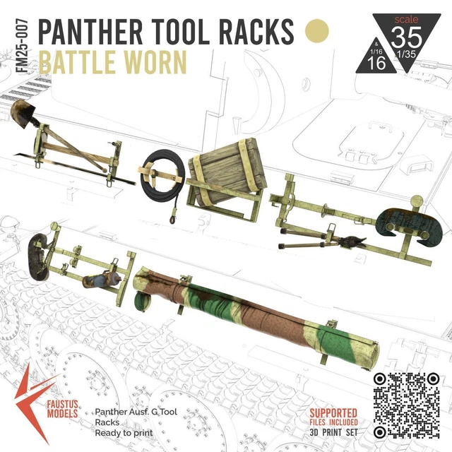3D DRUCK 16K 1/35 WW2 German Panther G Vehicle Tools Set Weathered ...