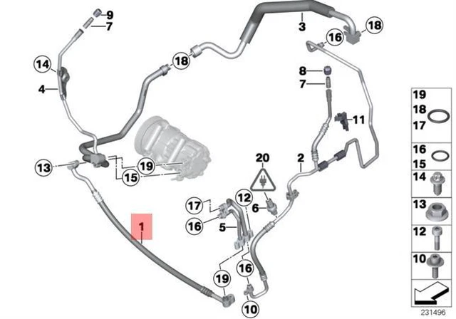 GENUINE BMW R55N R56N R57N Refrigerant Discharge Hose Line OEM ...