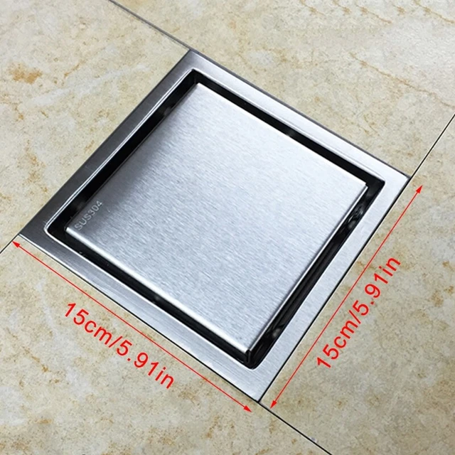 STAINLESS STEEL 15X15CM Square Shower Floor Drain Tile Insert Grate ...