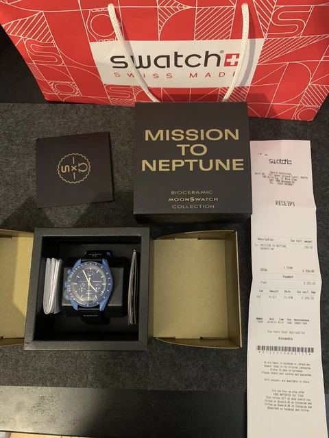 SWATCH OMEGA MOONSWATCH Mission To Moonshine Blue Neptune With Receipt ...