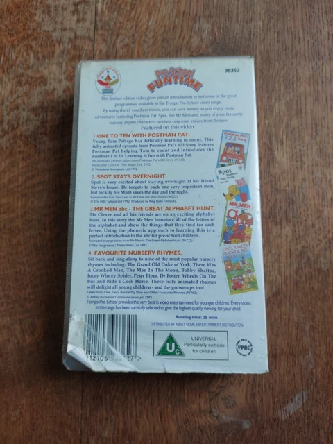PRE SCHOOL FUNTIME Vhs Mr Men Spot Nursery Rhymes £9.99 - PicClick UK