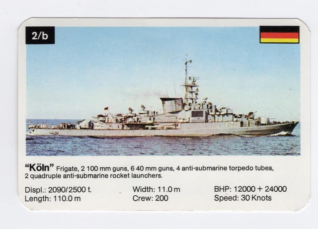 TOP TRUMPS BATTLESHIPS 1977. Germany Koln Frigate EUR 3,61 - PicClick FR
