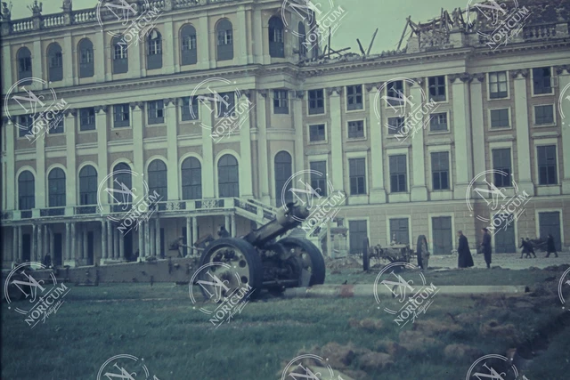 FARBDIA SLIDE WIEN Schloss Schönbrunn Zerstörungen WH Feldhaubitze Mai ...