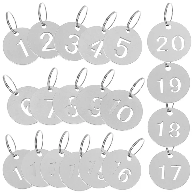 20PCS NUMBER ID tags Round Numbered Tags Stainless Steel Number 1-20 £8 ...