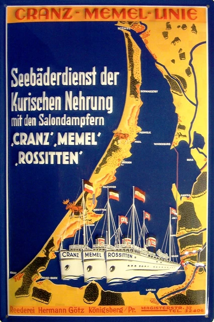 CRANZ - MEMEL - Linie Blechschild Schild 3D geprägt gewölbt Tin Sign 20 ...