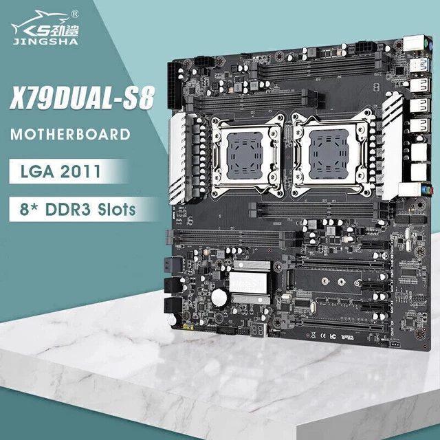 X79 DUAL S8 Motherboard Dual CPU LGA 2011 DDR3 256GB M.2 NVME SATA3 ...