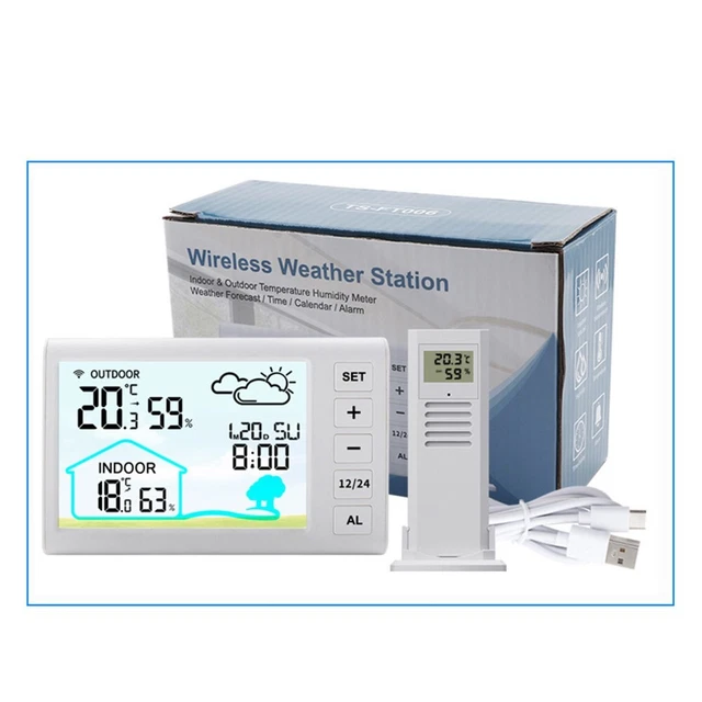 STATION MÉTÉO SANS fil avec écran couleur et thermomètre intérieur extérie EUR 33,47 - PicClick FR