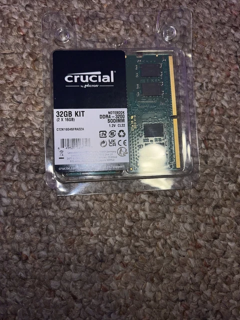 CRUCIAL 32GB (2X16GB) DDR4 3200MHz SODIMM Laptop Memory KIT ...