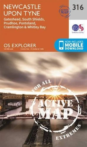 NEWCASTLE UPON TYNE (Map) OS Explorer Active Map £19.01 - PicClick UK