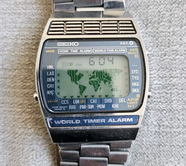 VINTAGE SEIKO WORLD Time Watch A239 Green Map Fully works £172.31 ...