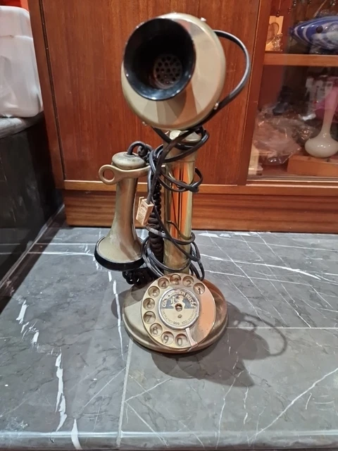 VINTAGE BRASS CANDLESTICK Rotary Dial Telephone Retro Style Decor £42. ...
