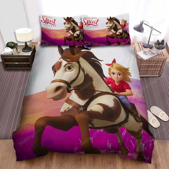 SPIRIT UNTAMED 2021 Movie Ride A Horse Photo Quilt Duvet Cover Set Kids ...